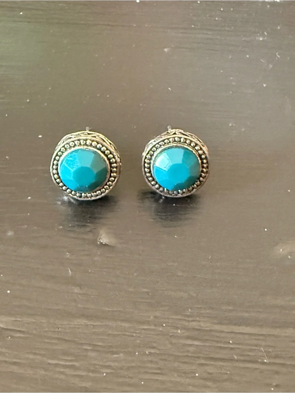 Jewelry | Turquoise Stone Halo Stud Earrings | Poshmark